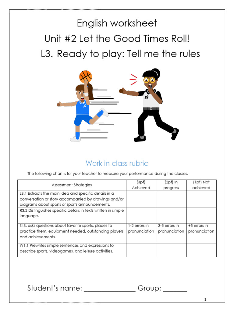 Sports Rules and Activities Worksheet | PDF | Batting (Baseball ...