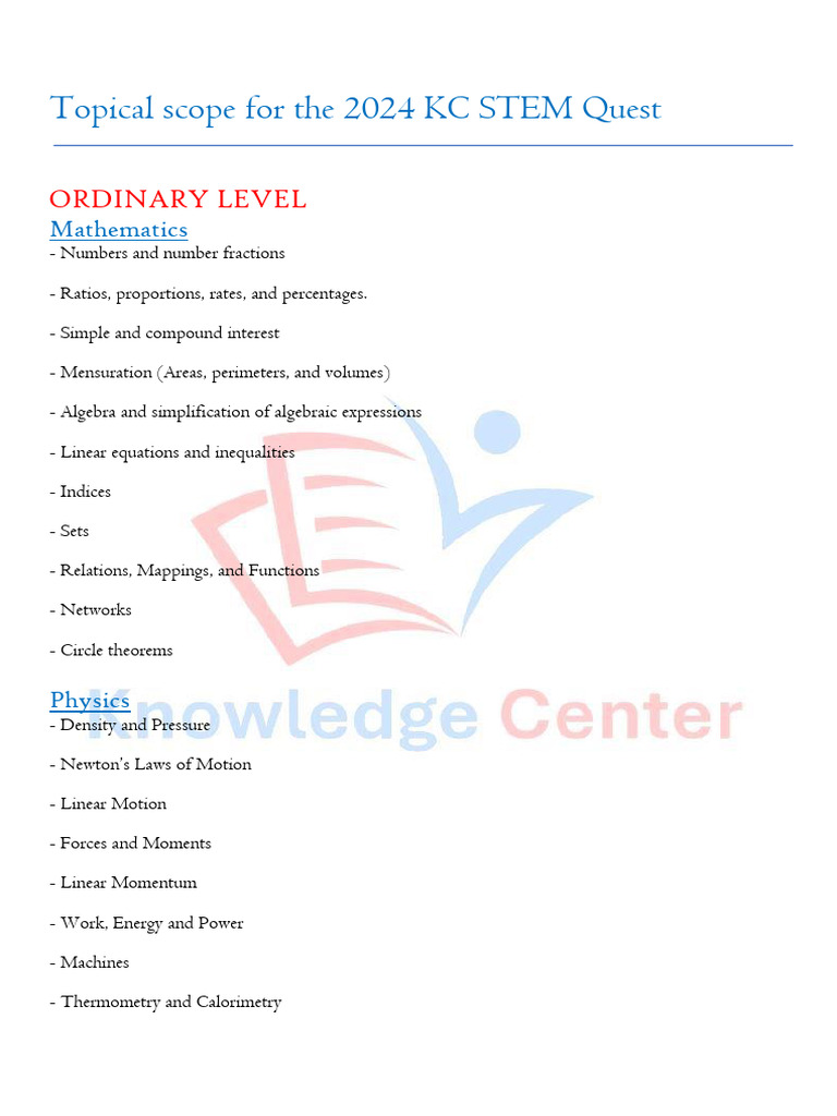 KC STEM Quest subject scope updated 2 | PDF