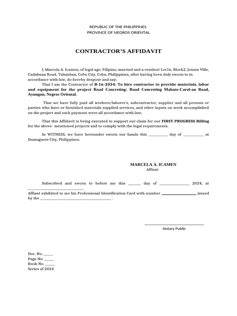 Contractors-Affidavit-1 | PDF