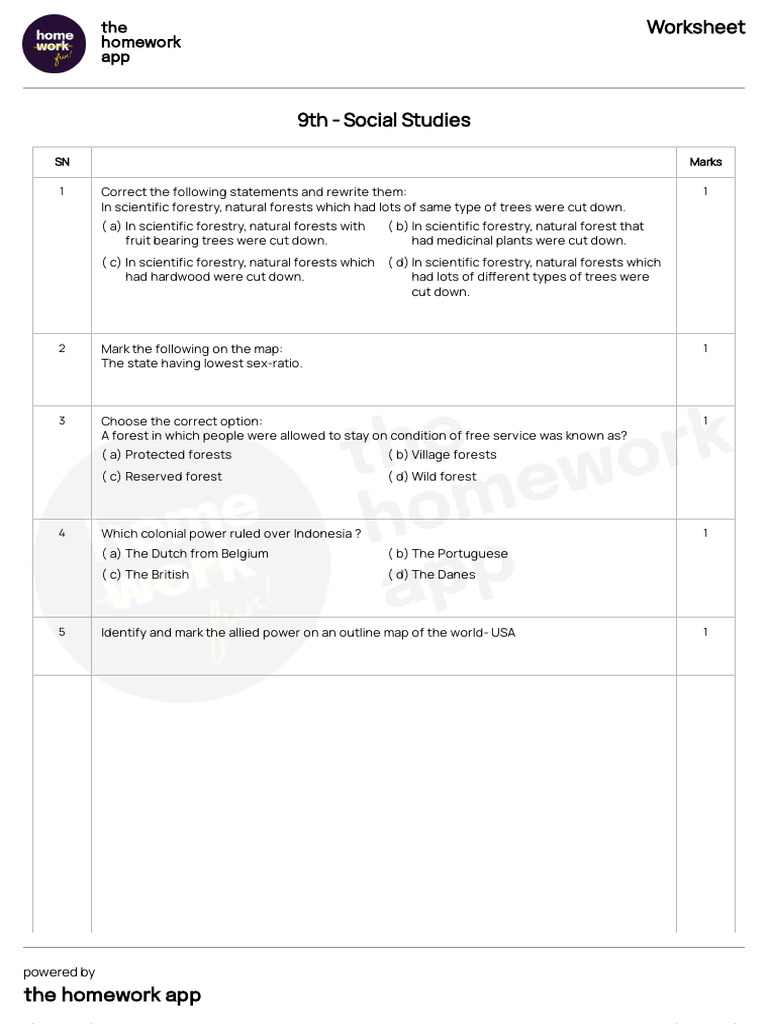 Questions - Worksheet - 9th - Social Studies - 2023-11-26T16 - 10 | PDF ...