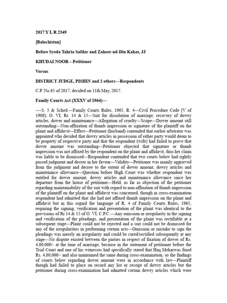 2017 Y L R 2349 | PDF | Lawsuit | Judgment (Law)