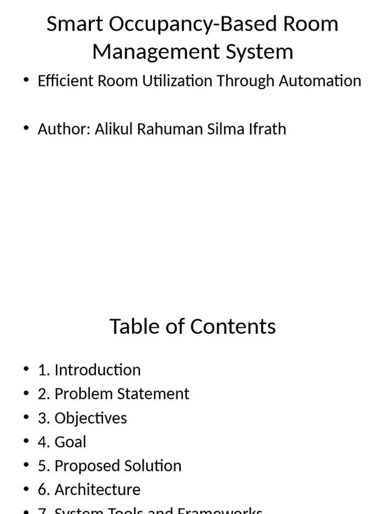 Smart Occupancy Management Alikul Presentation | PDF | Automation ...