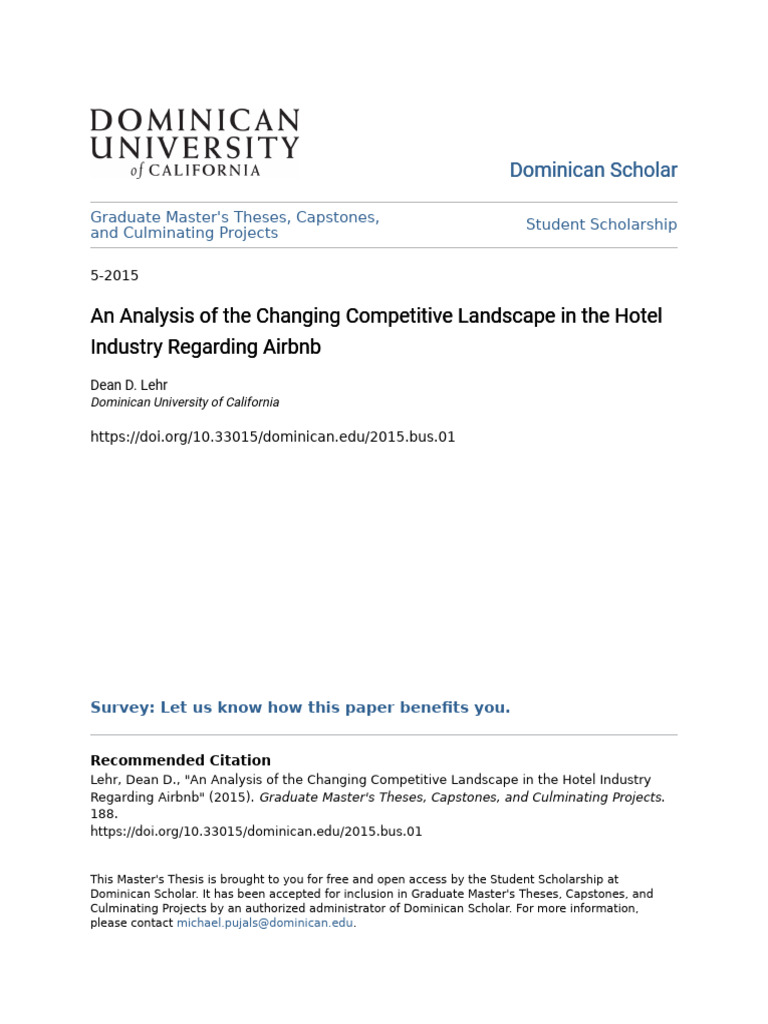 An Analysis of The Changing Competitive Landscape in The Hotel in | PDF ...