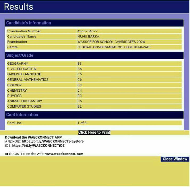 Waec Result - 20241127 - 175459 | PDF