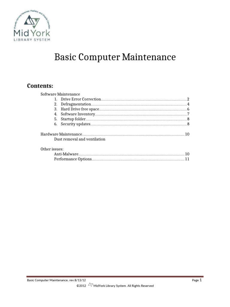 0710 Basic Computer Maintenance | PDF | Computer File | Computer Architecture