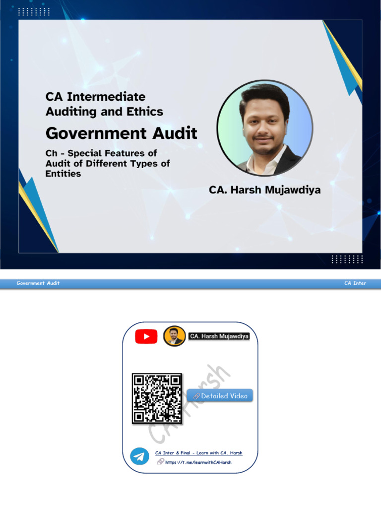 Government Audit Notes - CA Inter by CA. Harsh | PDF | Audit | Auditor ...