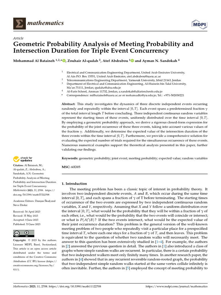 Geometric Probability Analysis of Meeting Probabil | PDF | Probability ...