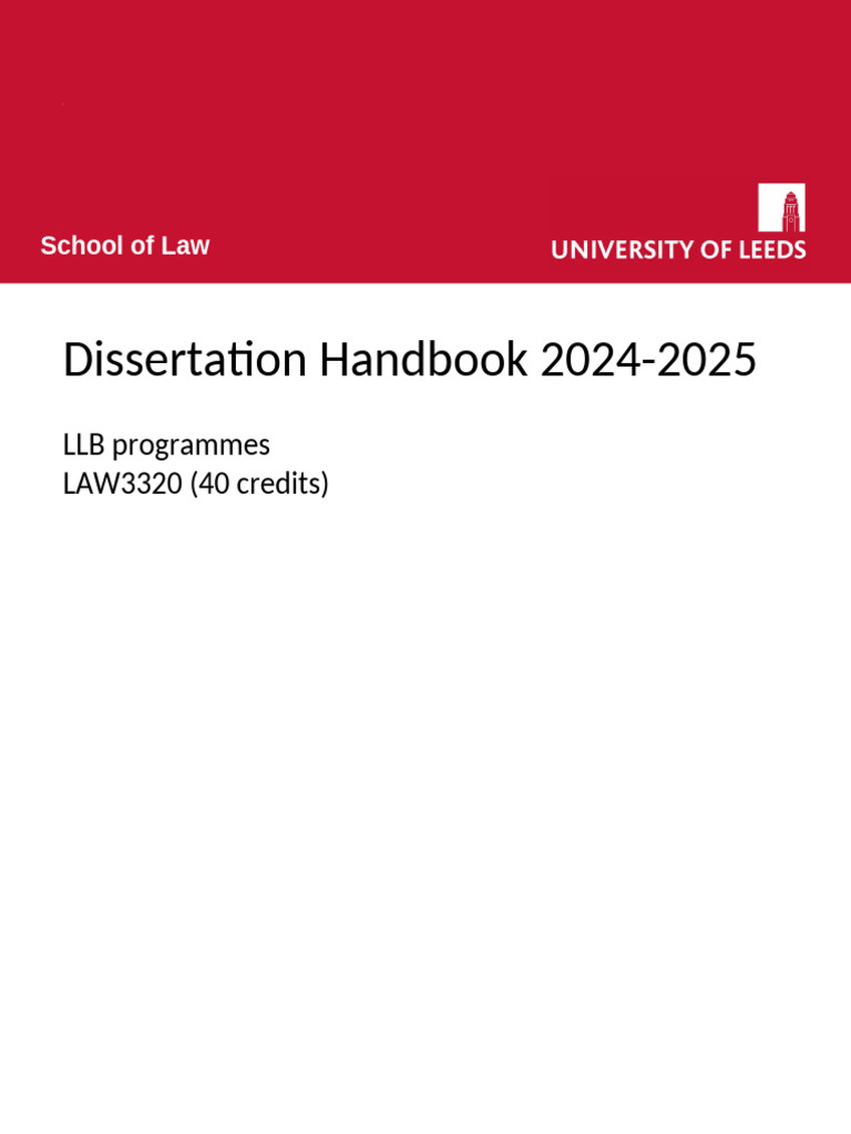 Dissertation Handbook 2024-25 (LLB) | PDF | Thesis | Argument
