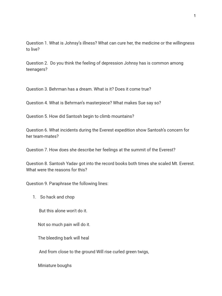 Texual Ques. Eng Grade - 9 CBSE | PDF