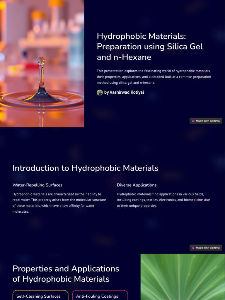 Hydrophobic Materials Preparation Using Silica Gel and N Hexane | PDF ...
