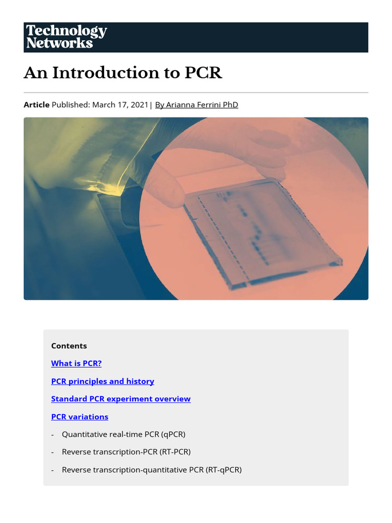 An Introduction To PCR | PDF | Polymerase Chain Reaction | Real Time ...