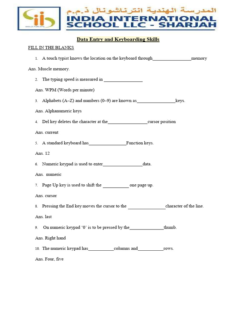 GRD 9-DATA&KEYBOARDING SKILLS Unit 2 Notes | PDF | Computer Keyboard ...