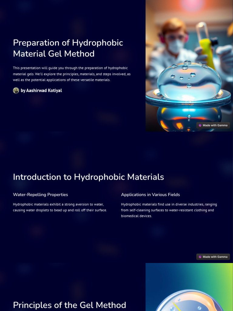 Hydrophobic Gel Preparation Guide | PDF | Hydrophobe | Chemistry