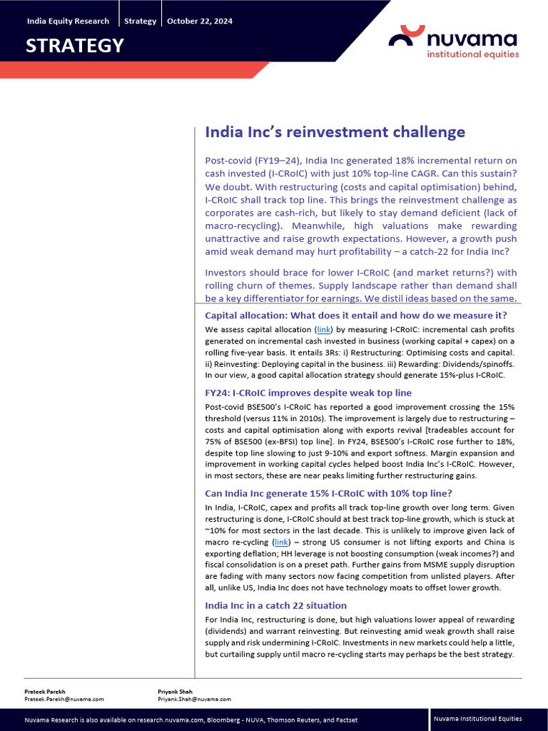 Strategy Oct 24 NUVAMA | PDF | Economies | Investing