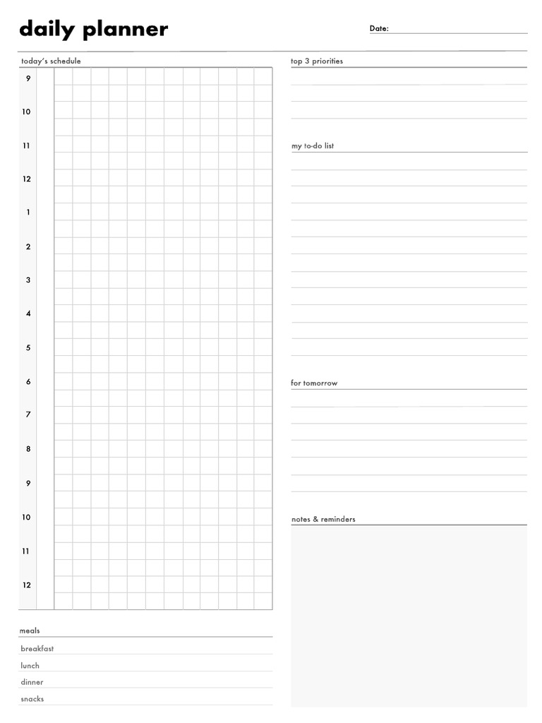 Daily Planner Template for Productivity | PDF