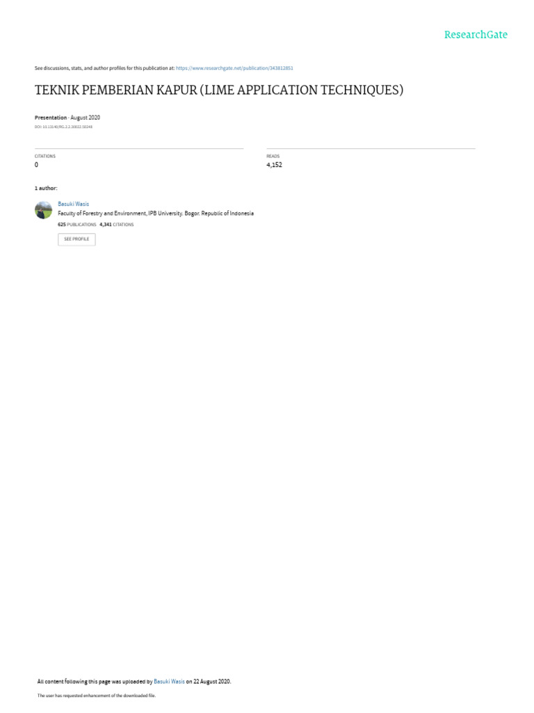 Teknik Pemberian Kapur Lime Application Techniques | PDF