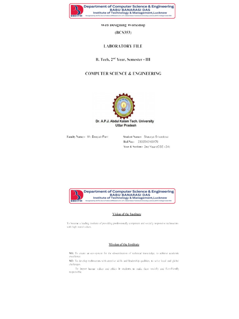 Lab File Format For Web Designing CSE | PDF