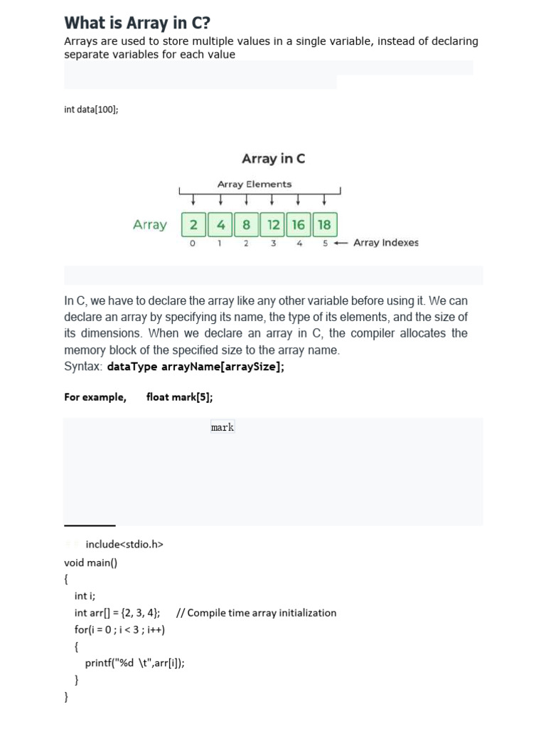 Arrays | PDF | Integer (Computer Science) | Data Type