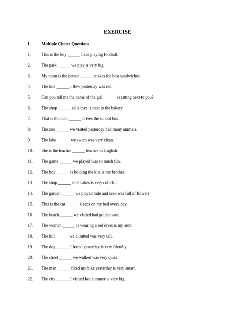 EXERCISE WHO, WHICH, WHERE | PDF