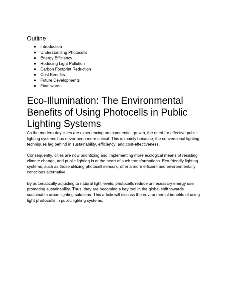 Eco-Illumination - The Environmental Benefits of Using Photocells in ...