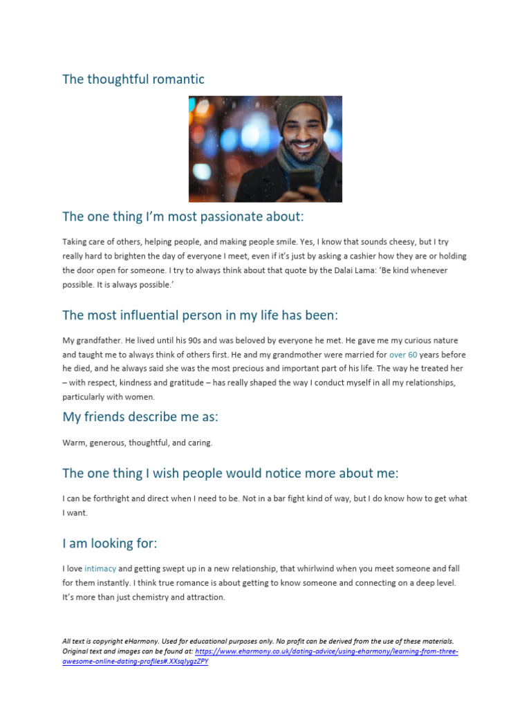 Eharmony Dating Profiles | PDF