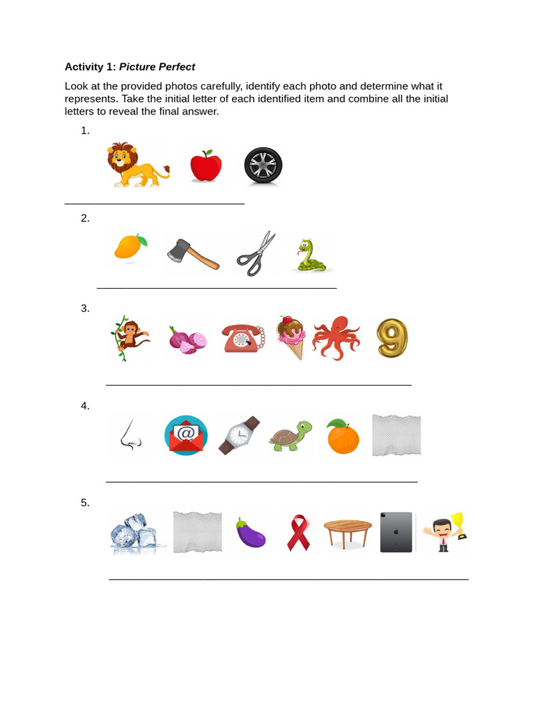 Picture Perfect Activity—LP | PDF