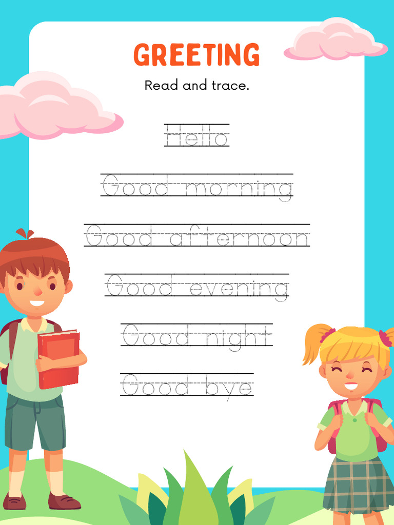 Colourful Illustrative Greeting Worksheet | PDF