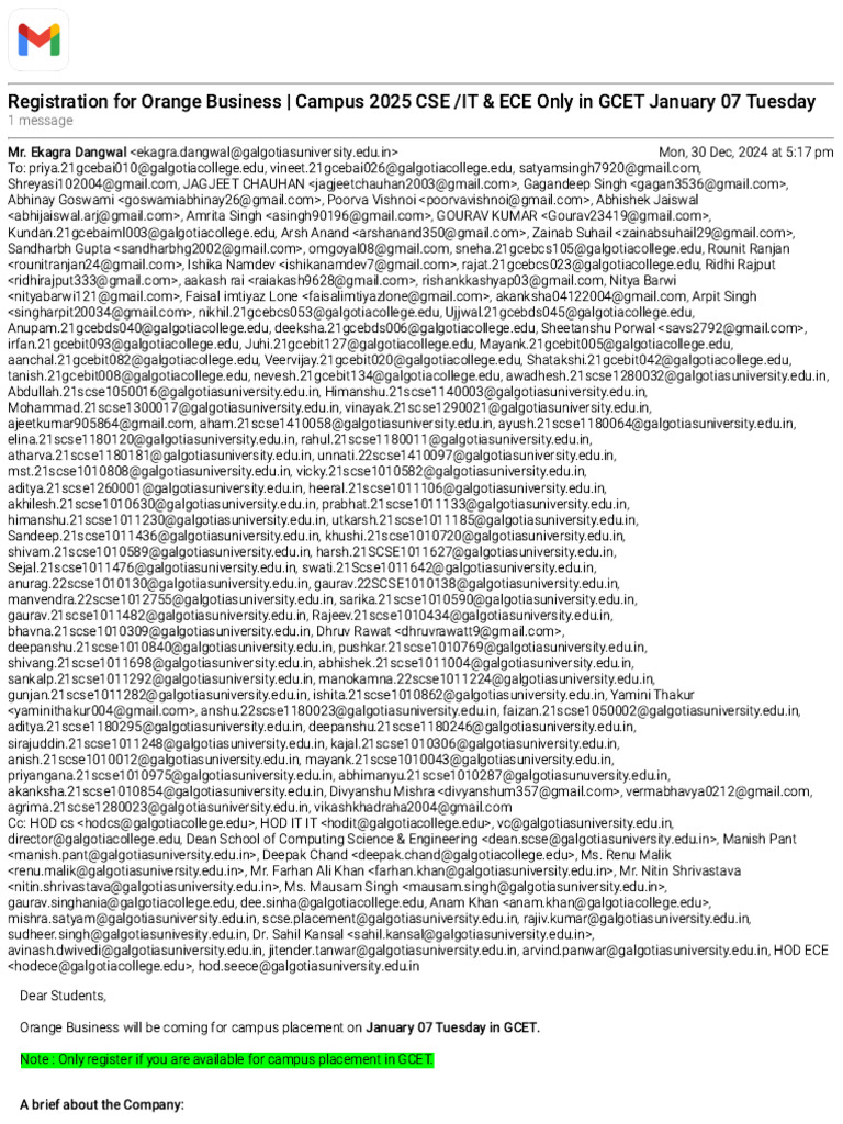 Gmail - Registration for Orange Business _ Campus 2025 CSE _IT & ECE Only in GCET January 07 ...