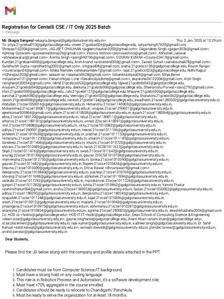 Gmail - Registration for Centelli CSE _ IT Only 2025 Batch (1) | PDF ...