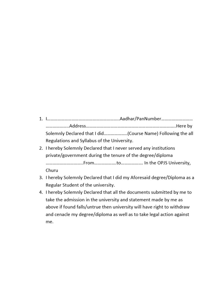 Affidavit Format for OPJS Migration | PDF