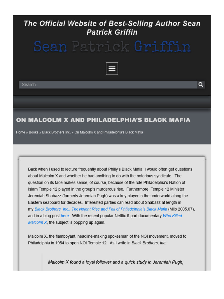 On Malcolm X and Philadelphia's Black Mafia - Sean Patrick Griffin ...