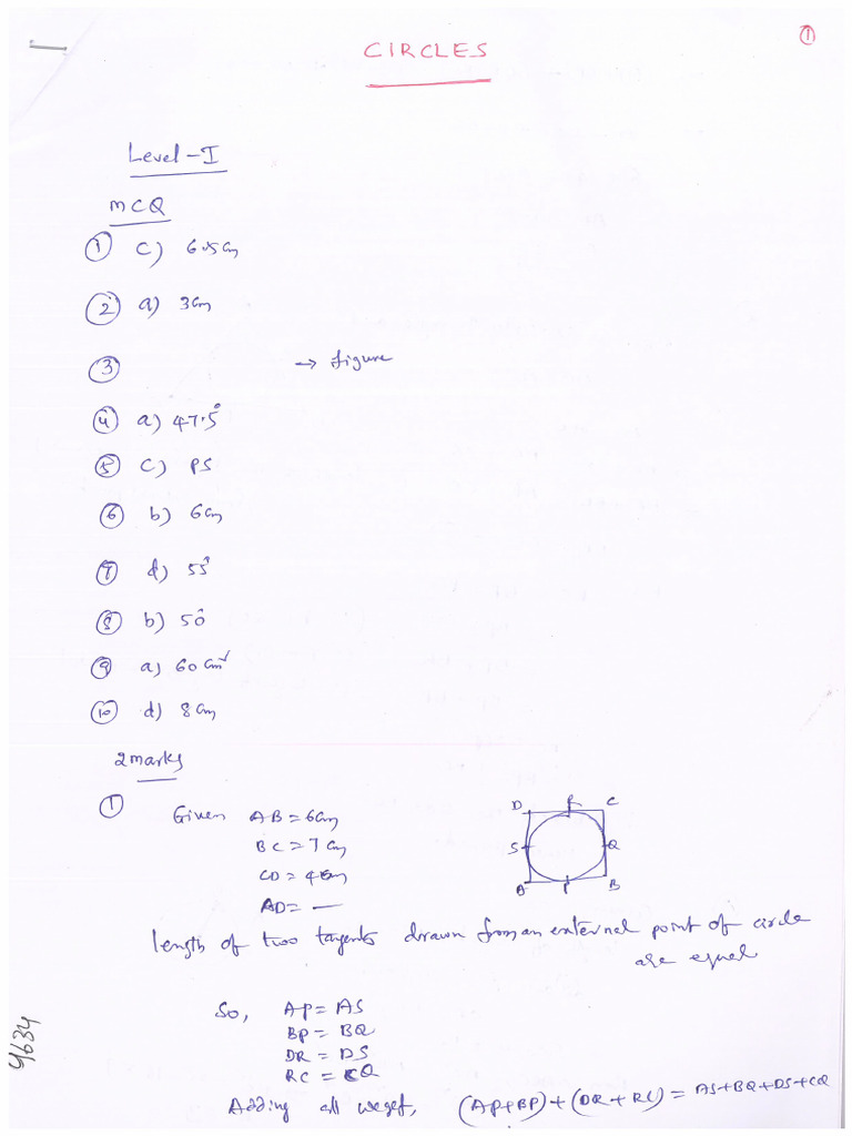 Cbse X Math Circles Solutions | PDF
