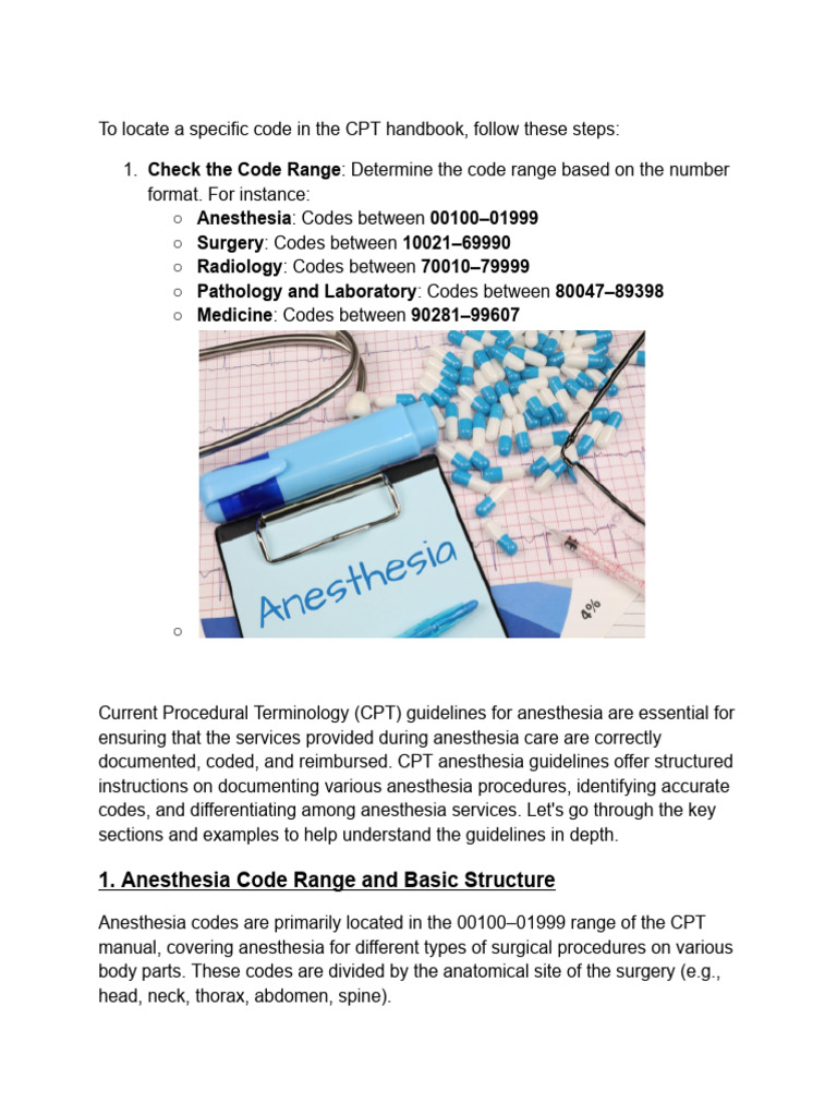 Cpt-Anesthesia Guidelines | PDF | Anesthesia | Surgery