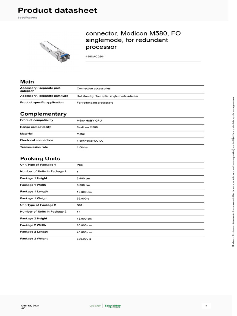 Schneider Electric Modicon-M580 490NAC0201 | PDF | Economy And The Environment