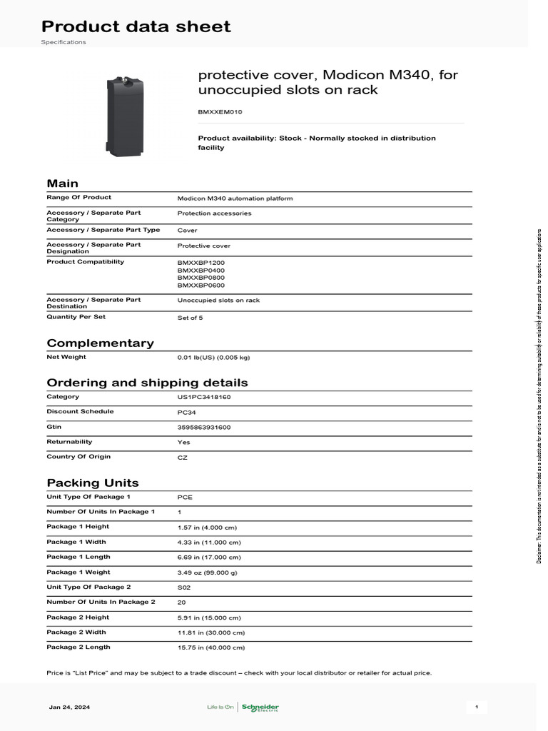 Schneider Electric Modicon-X80-Modules BMXXEM010 | PDF