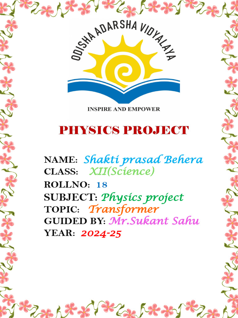 Transformer Project Report for XII Science | PDF | Electromagnetic ...