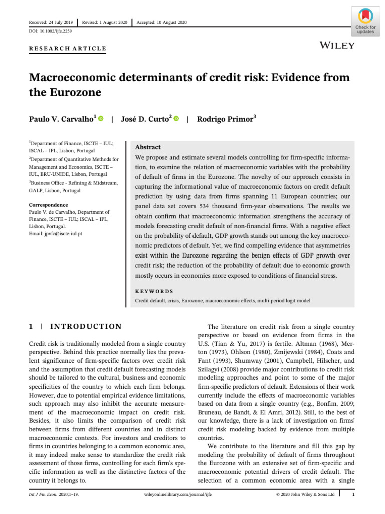 Macroeconomic Determinants of Cr Risk_2020_clean | PDF | Macroeconomics ...