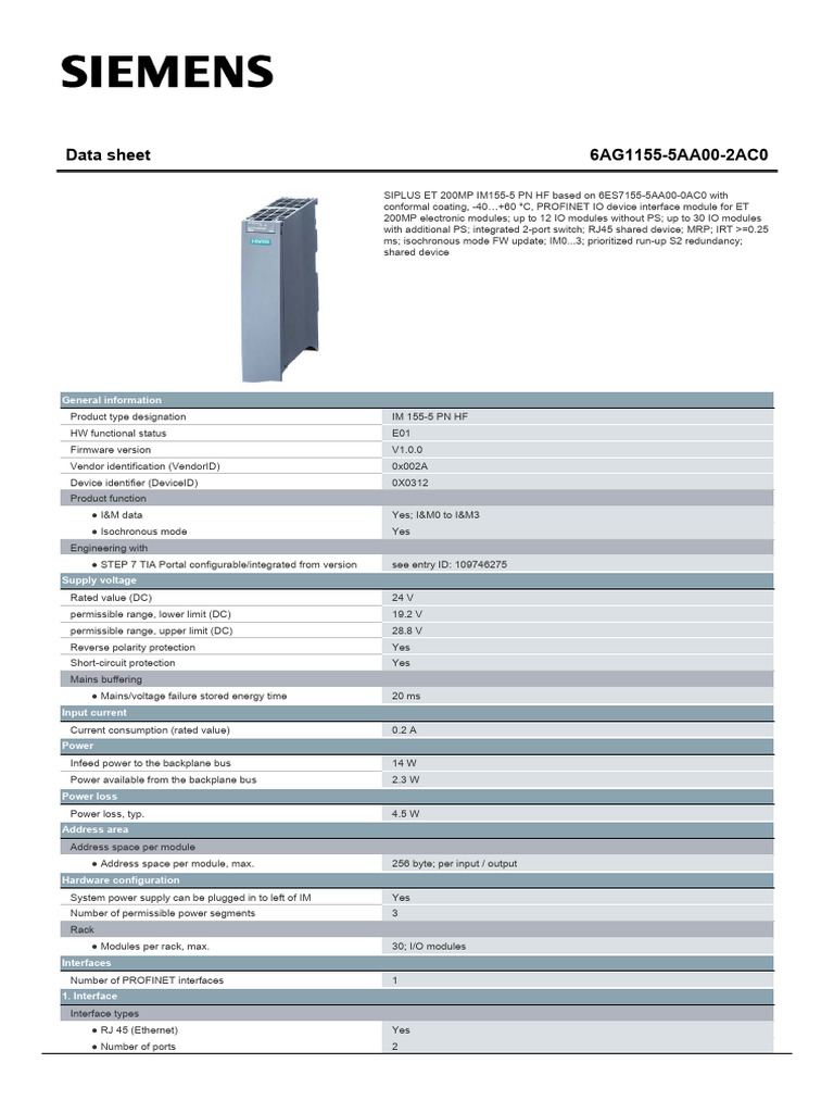 6AG11555AA002AC0 Datasheet en | PDF | Physical Layer Protocols | Networking Standards