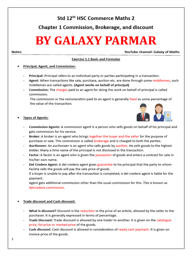 Std 12th HSC Commerce Chapter 1 Handwritten Notes | PDF | Discounts And ...