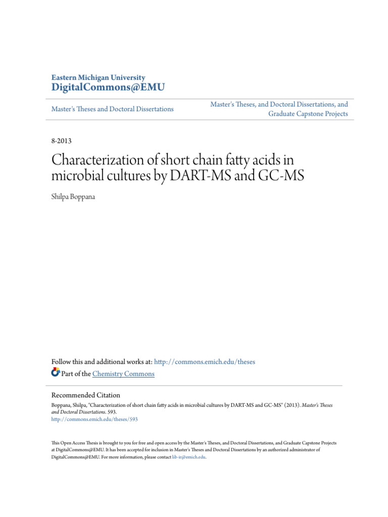Characterization of Short Chain Fatty Acids in Microbial Cultures GCMS ...