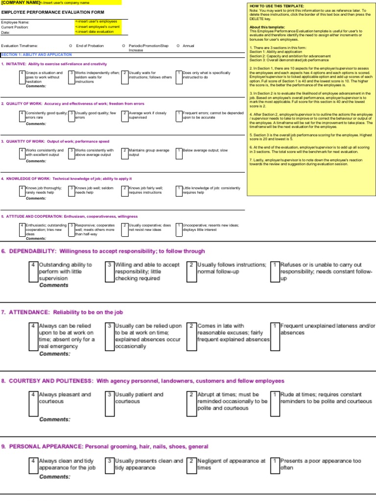 Employee Performance Evaluation Guide | PDF | Finance & Money Management