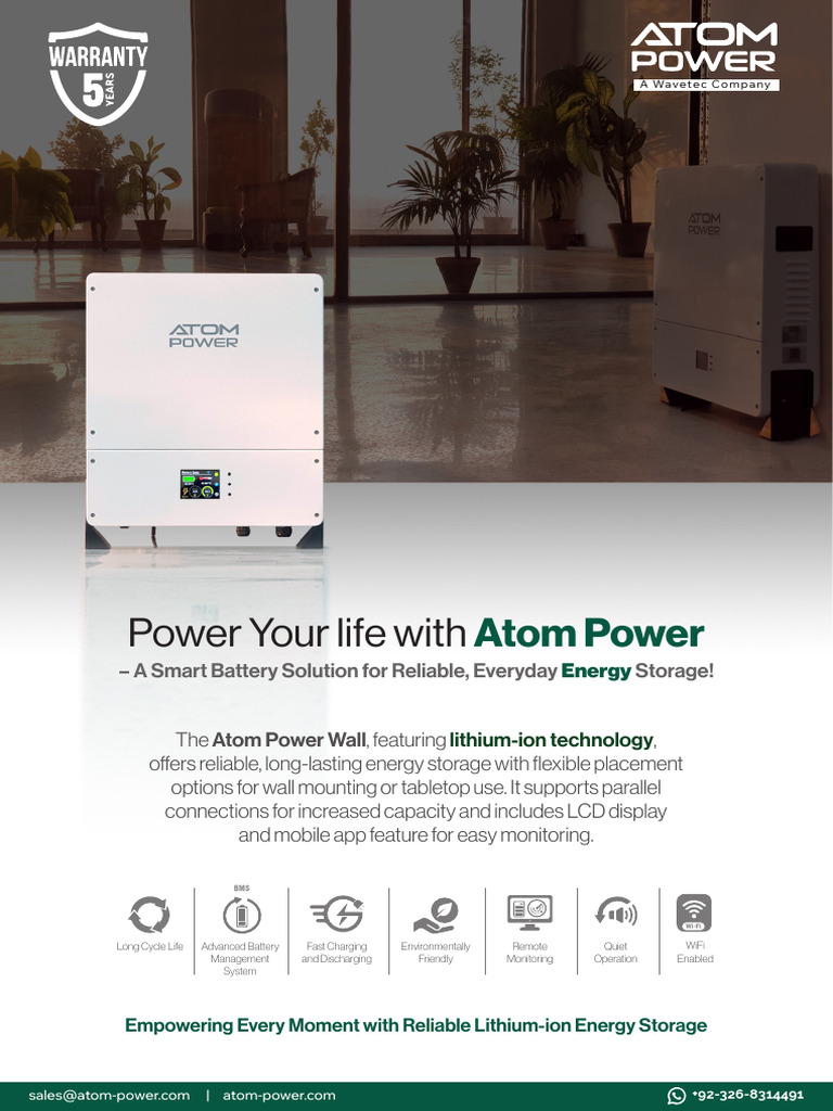 ATOMPower-PowerWall - 5KW | PDF | Lithium Ion Battery | Energy Storage