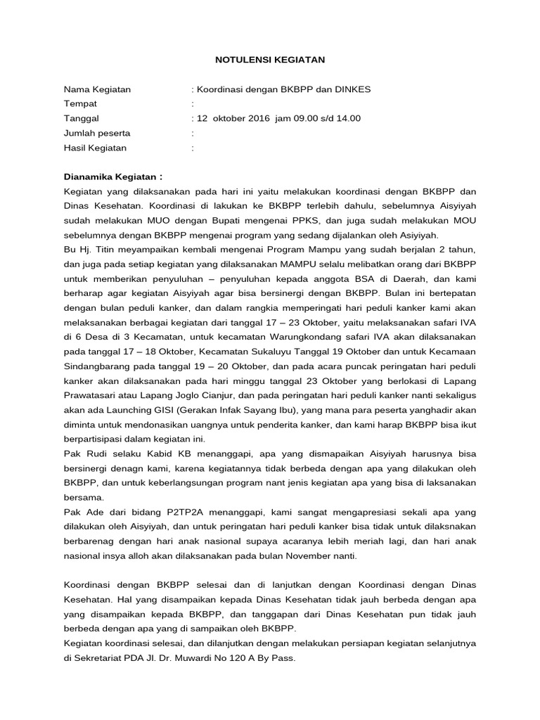 Koordinasi Bkbpp&dinkes | PDF