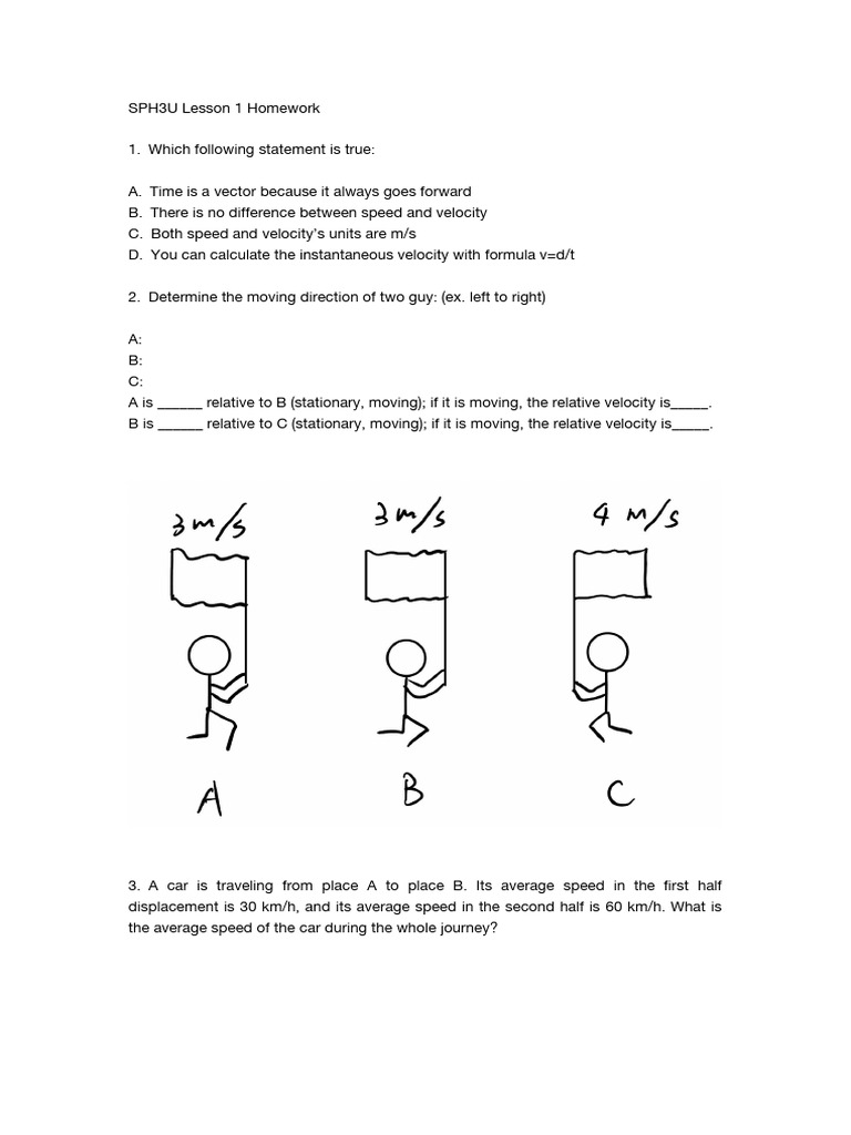 SPH3U Lesson 1 Homework | PDF