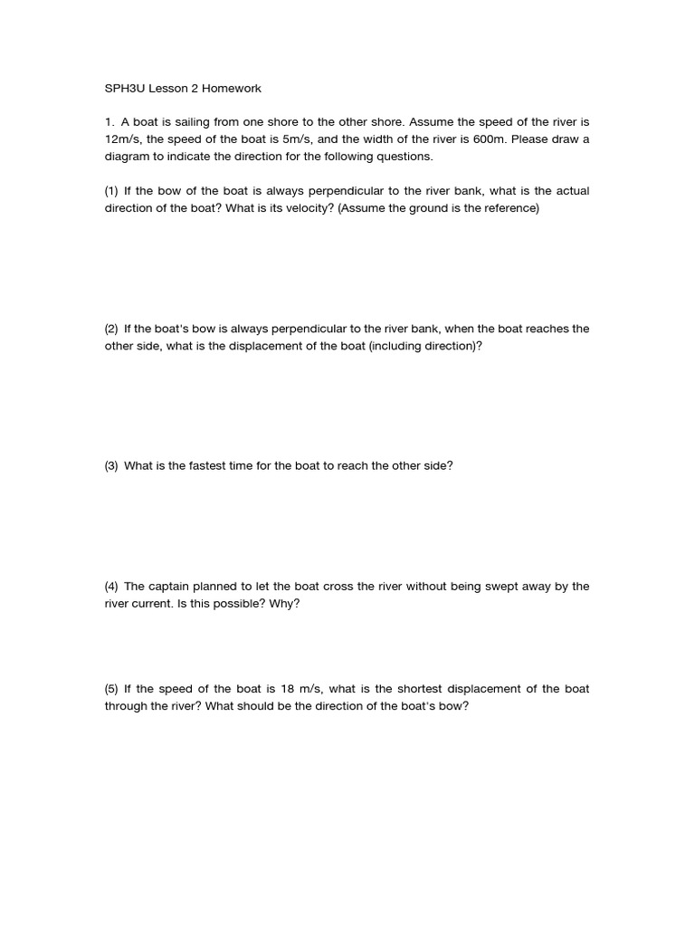 SPH3U Lesson 2 Homework | PDF