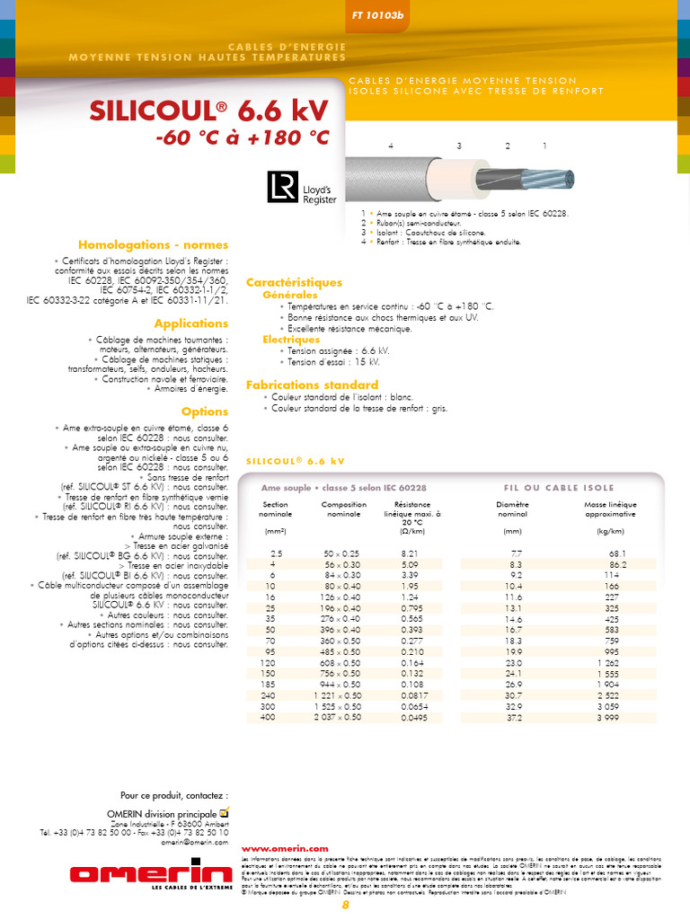 Ft10103 Silicoul 6.6 KV FR | PDF | Générateur électrique | Matériaux