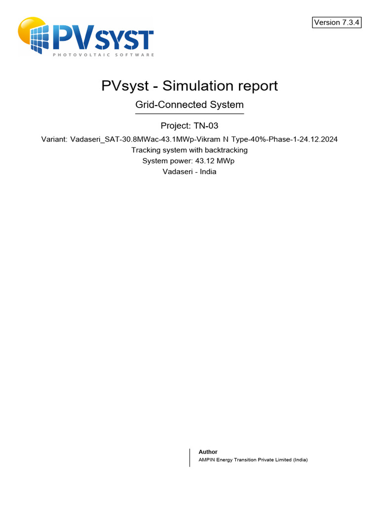 Pv Syst_TN-03-Vadaseri-Solar Phase-1_43.1MWp DC & 30.8MW AC_R0_Vikram-580Wp Bifacial N Type ...