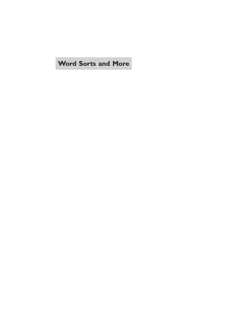 Word Sorts and More Sound, Pattern, and Meaning Explorations K-3 (Kathy ...