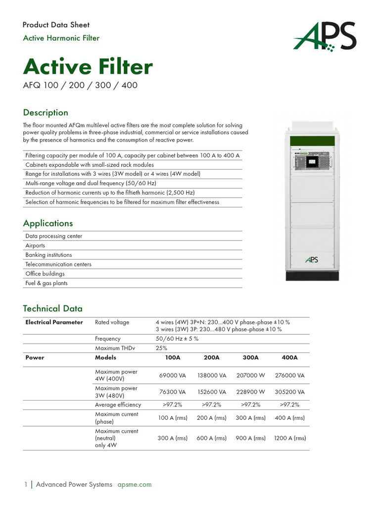Active Harmonic Filter Specifications | PDF | Electronic Engineering ...
