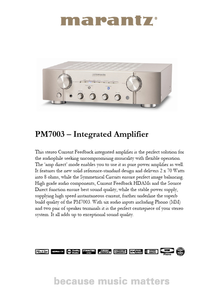 PM7003 - Integrated Amplifier | PDF | Amplifier | Telecommunications ...